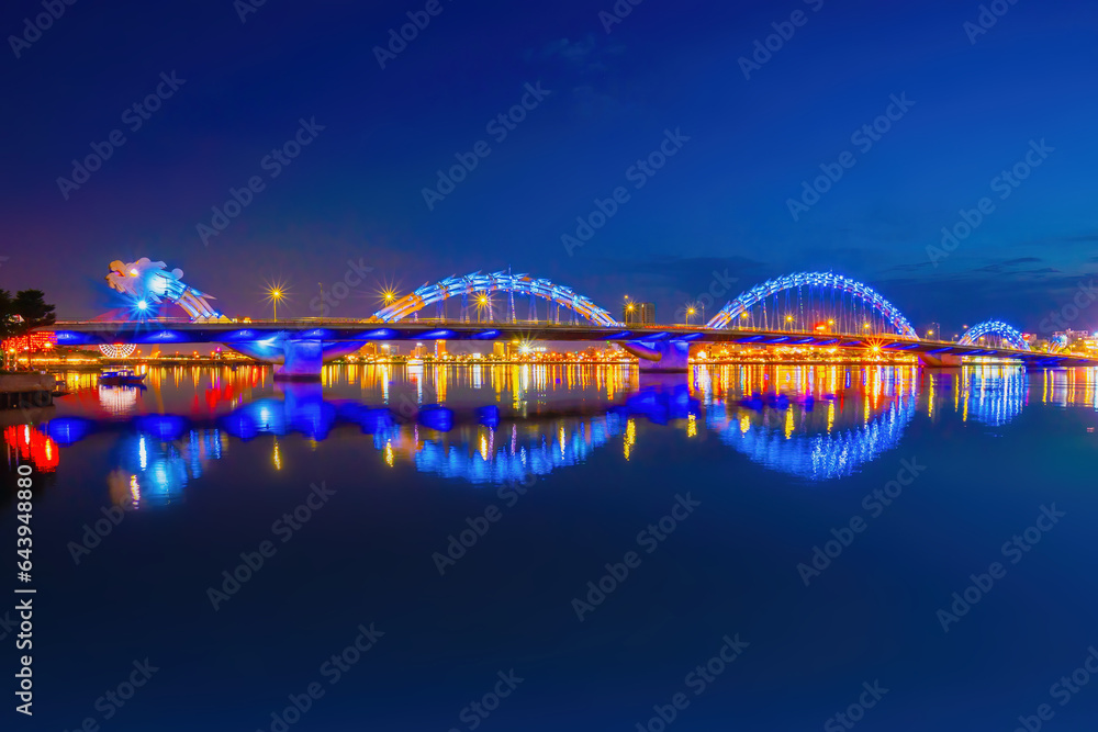 Dragon River Bridge ( Rong Bridge) and administrative center building ...