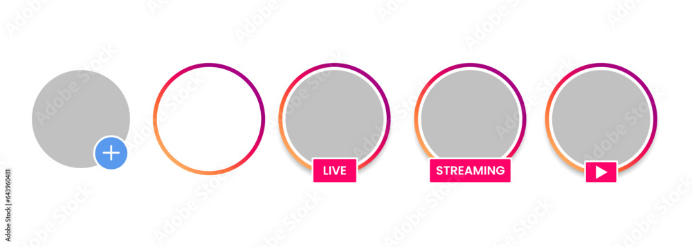 Instagram story, live stream, new story badge vector set. Isolated ...