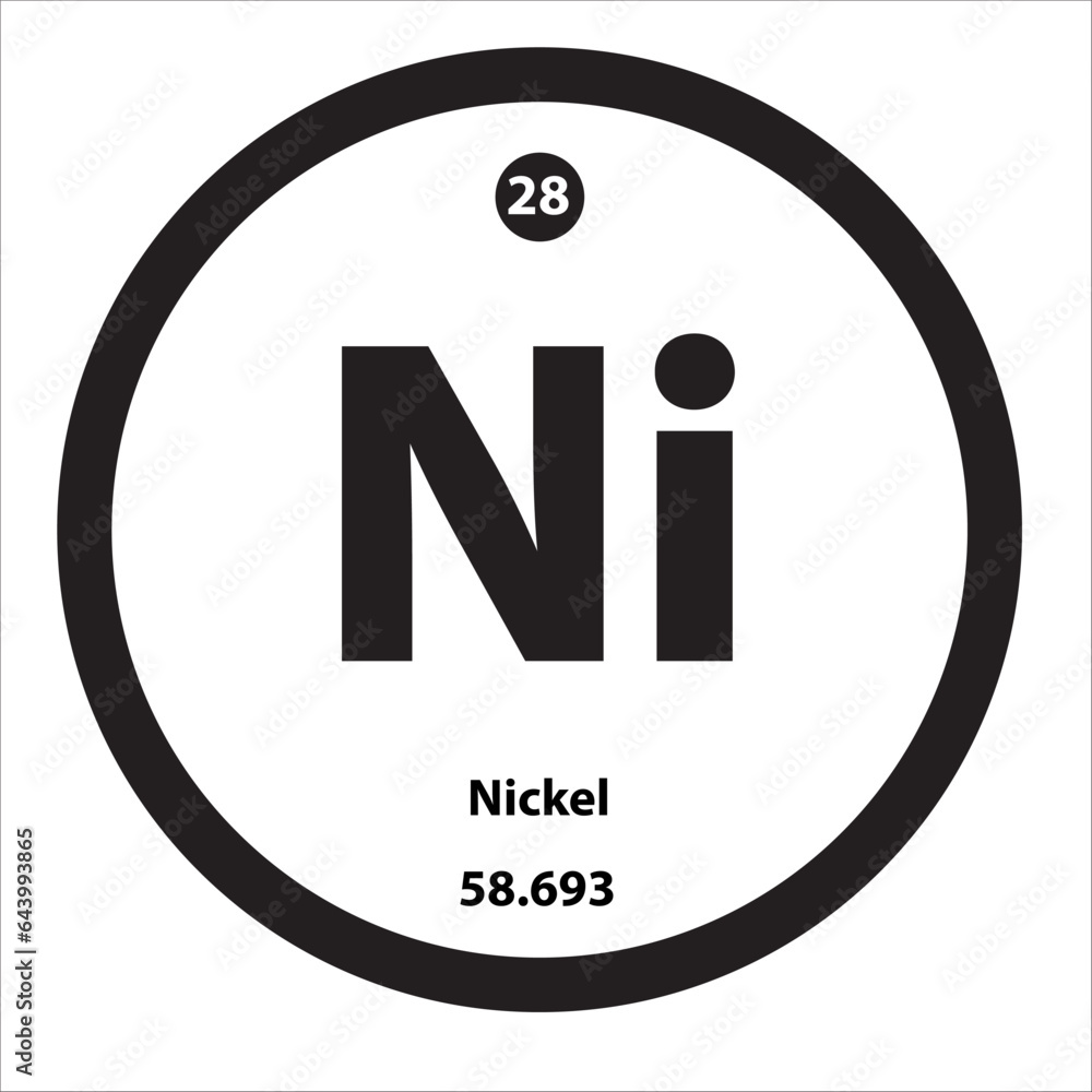 Icon structure Nickel (Ni) chemical element round shape circle black ...