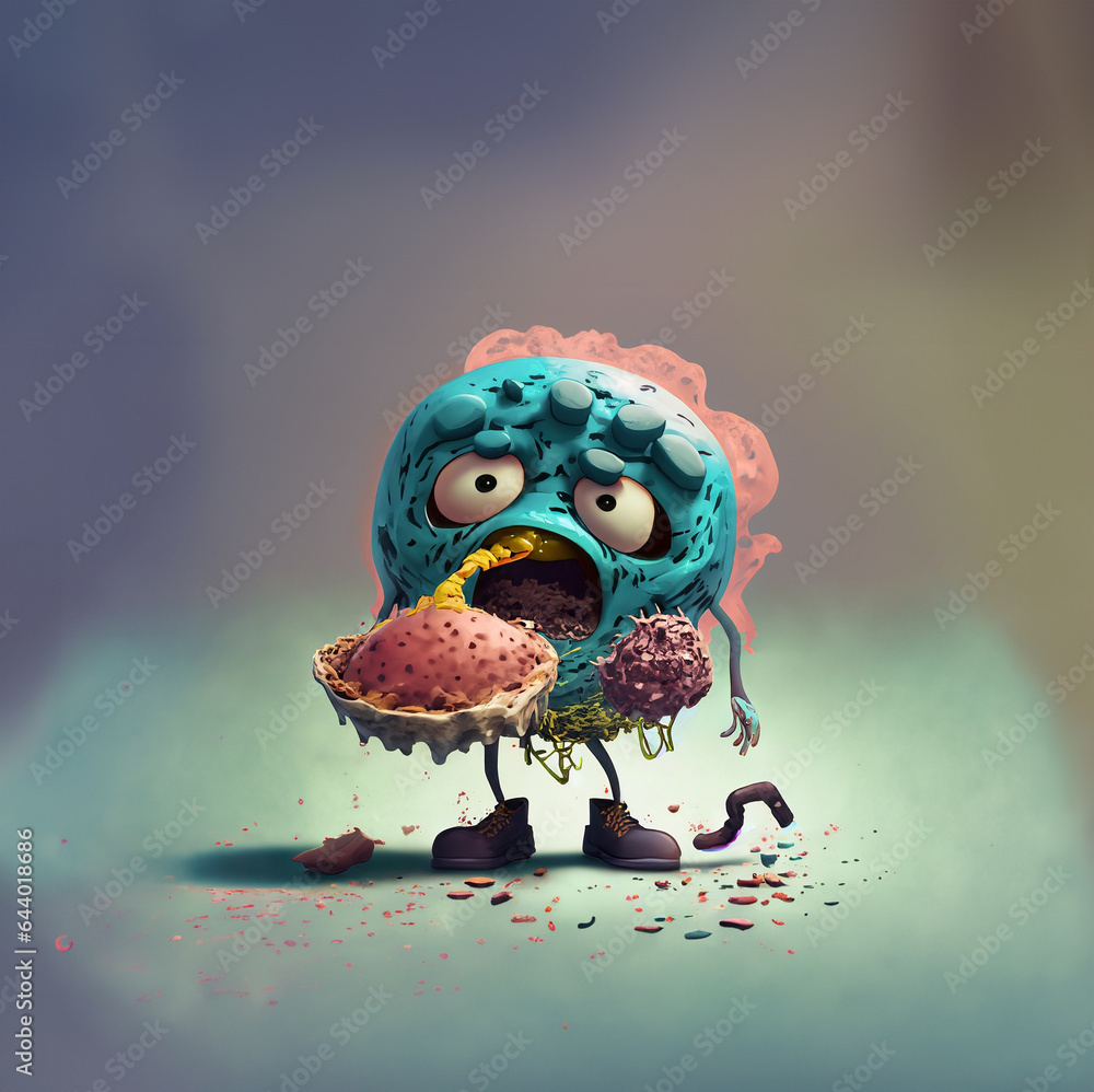 Intermittent fasting health autophagy concept: a cell cartoon character ...