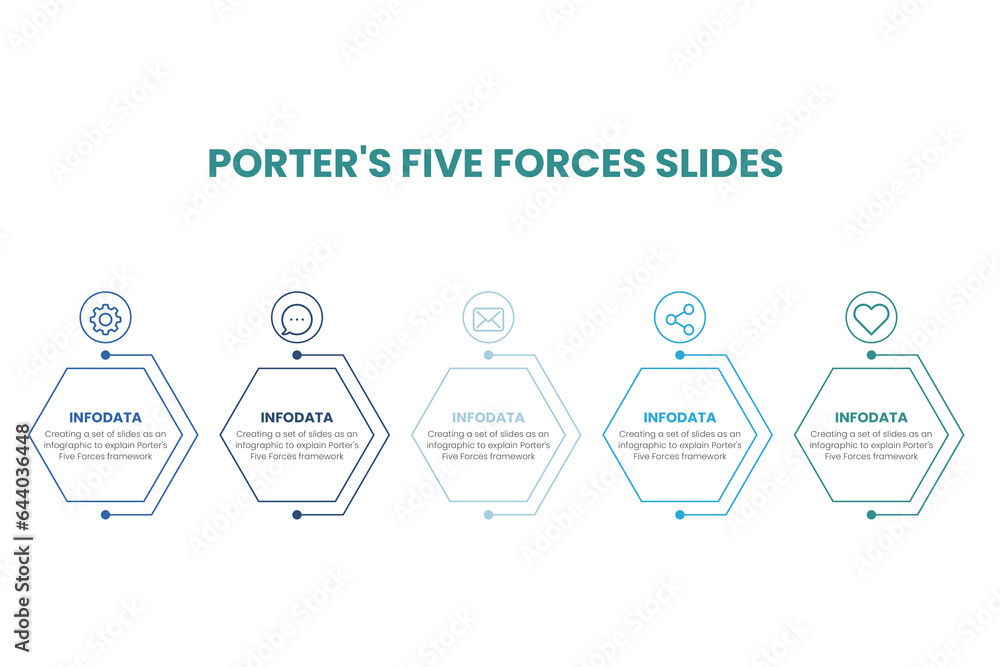vector organization structure porter's five forces slide template ...
