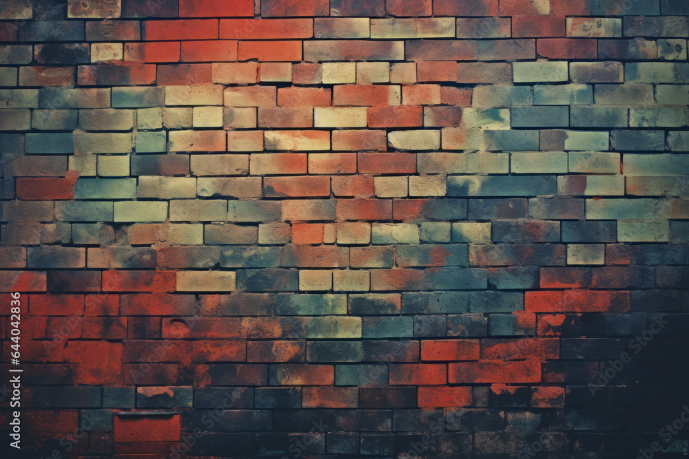 Stock-Illustration „Brick wall texture. Coloured bricks. Weathered ...