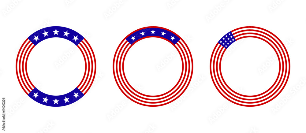 Round American flag frame set Stock Vector | Adobe Stock