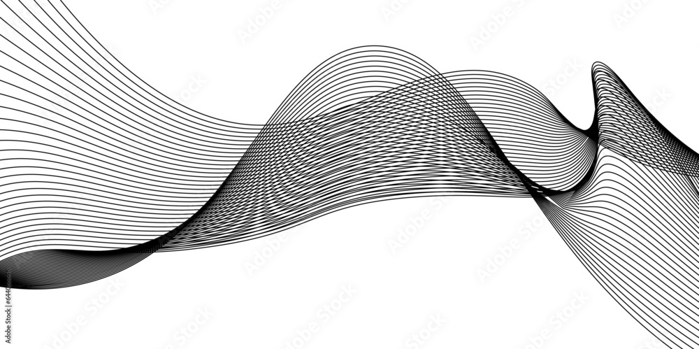Black wave isolated on white background.black wavy lines on white ...