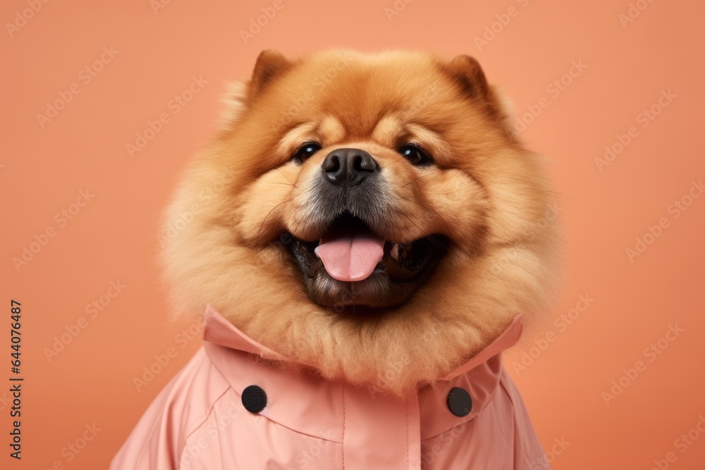 Medium shot portrait photography of a happy chow chow dog wearing a ...