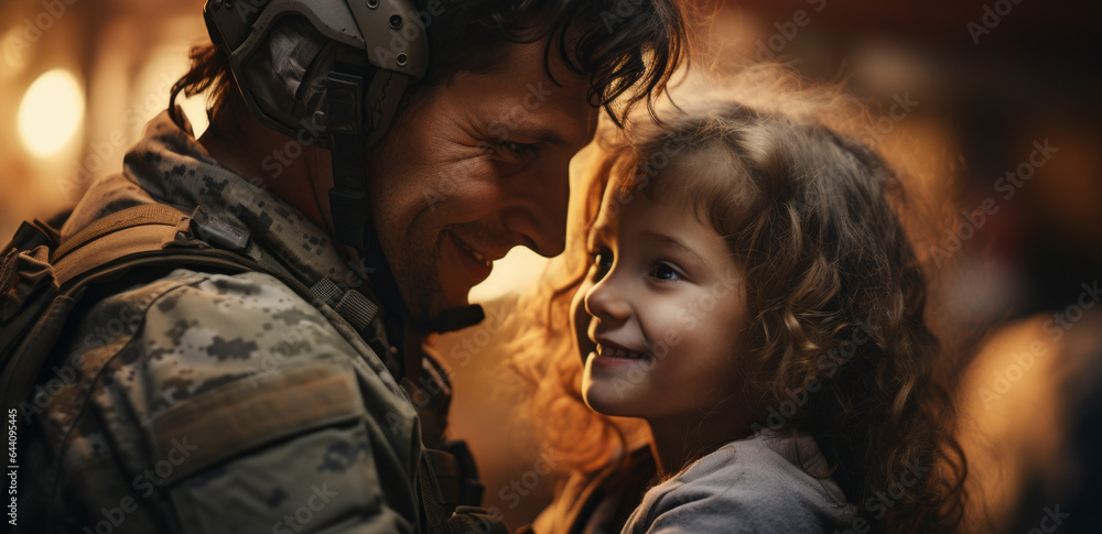 Veterans Day. A soldier and his daughter. Role model. Daddy daughter ...