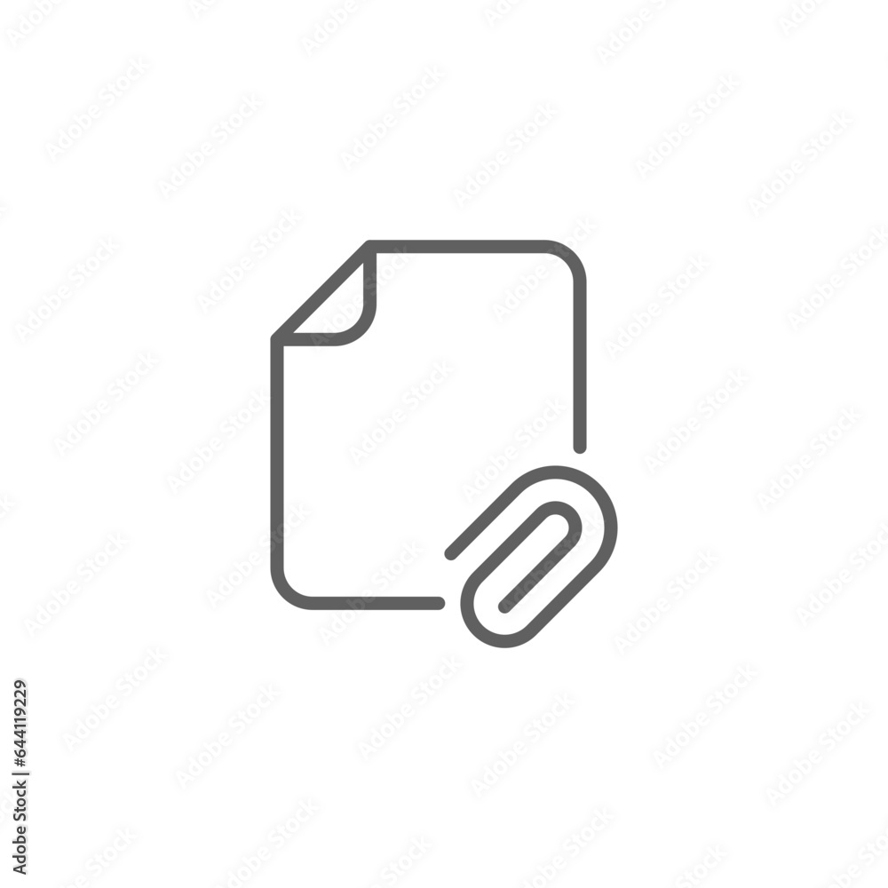 File attachment icon. Simple outline style. Paper clip, attach document ...