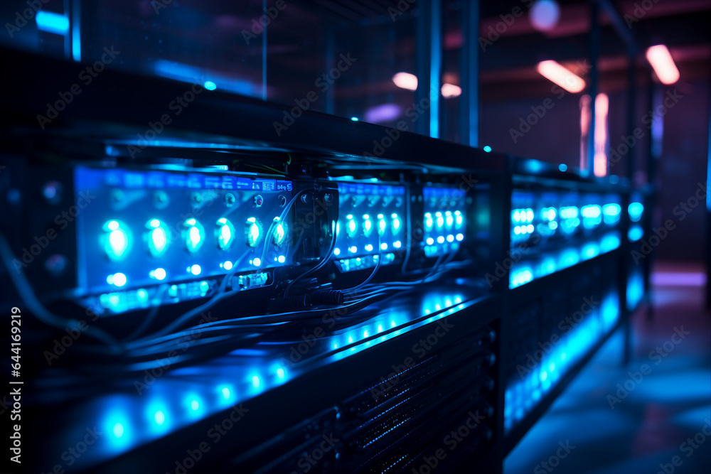 Generative ai collage image picture photo of data center interior with ...