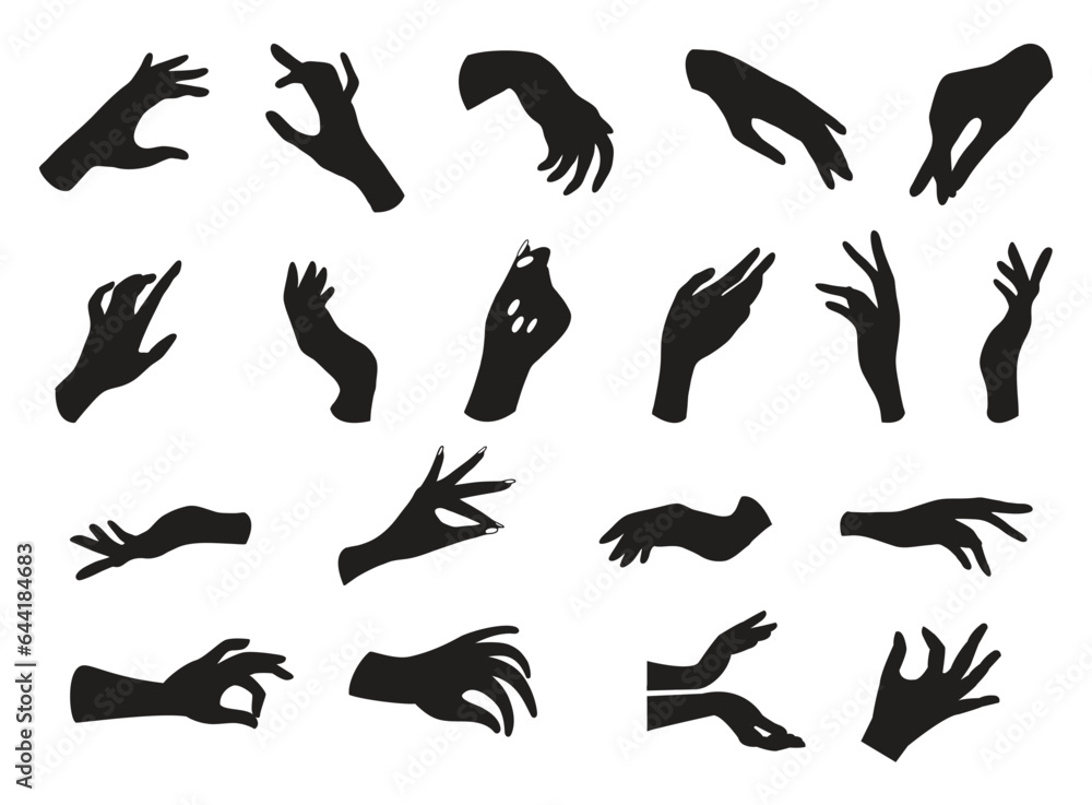 Hand Gesture black silhouette Stock Vector | Adobe Stock