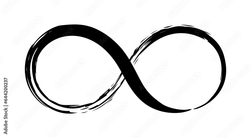 Infinity symbol hand painted with grunge brush stroke and black paint ...