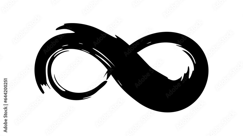Infinity symbol hand painted with grunge brush stroke and black paint ...