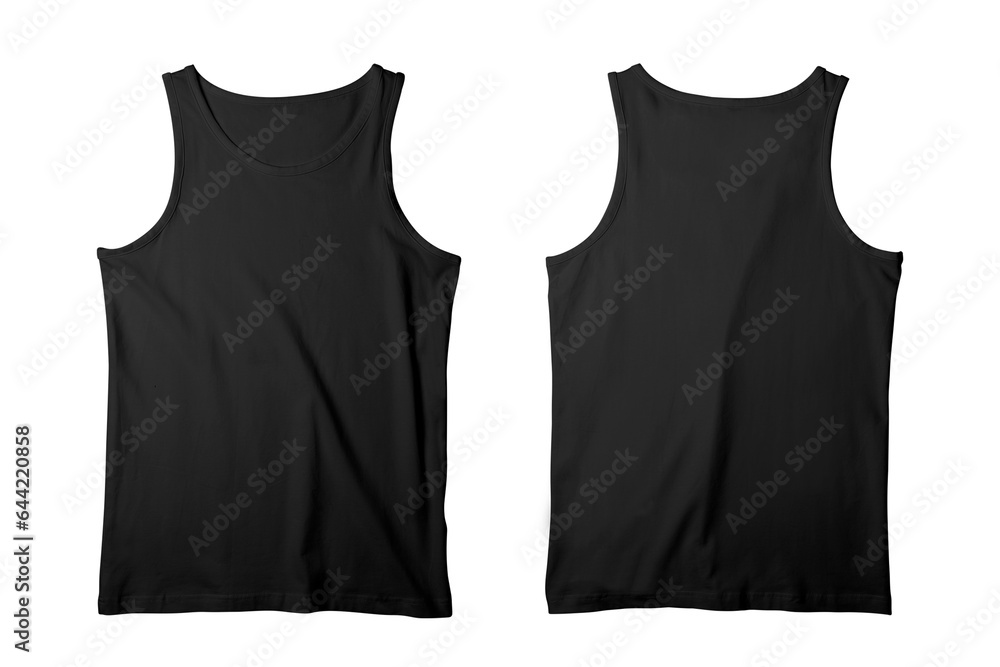 Blank Black Men Tank Top Template Front and Back View Isolated Stock ...
