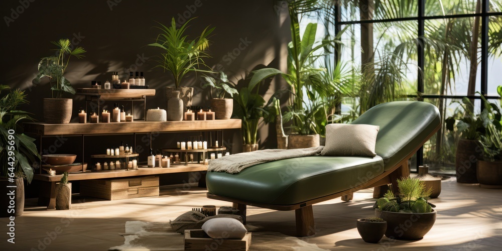 spa massage room in the relaxation center. Spa center with massage ...