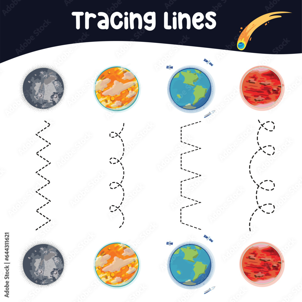 Tracing vertical lines activity with planets in the solar system, earth ...