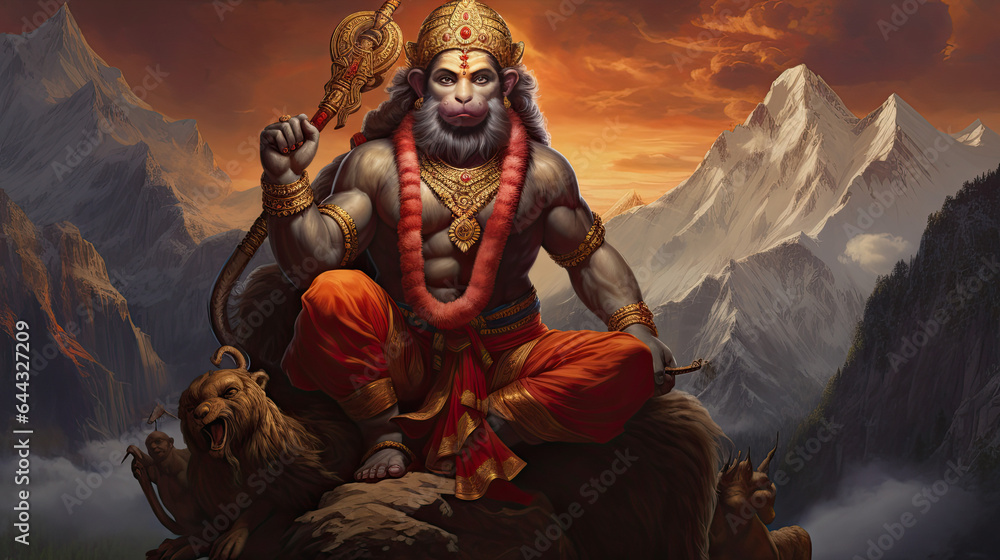 Lord hanuman who is a living god Stock Illustration | Adobe Stock