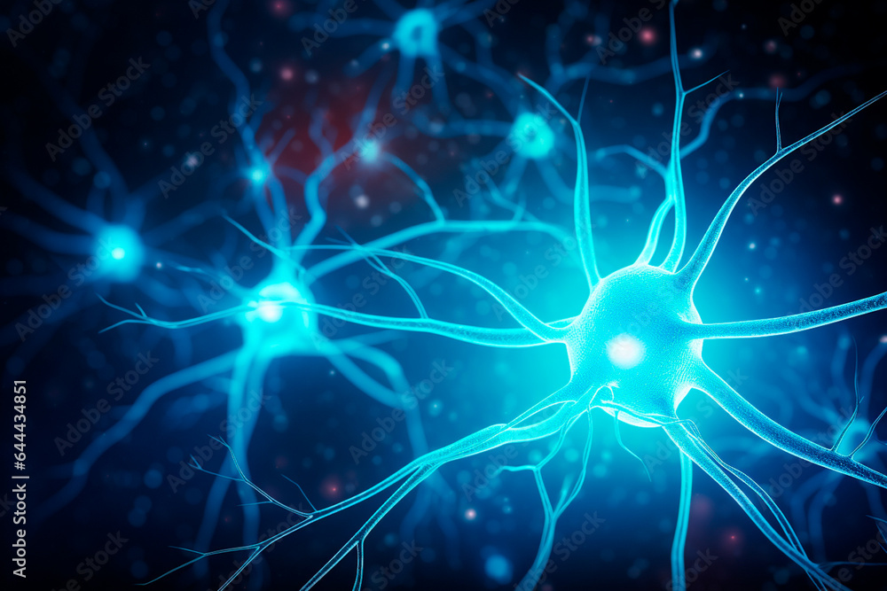 Ilustración de Stock Neuronas, células cerebrales, fondo médico. AI ...