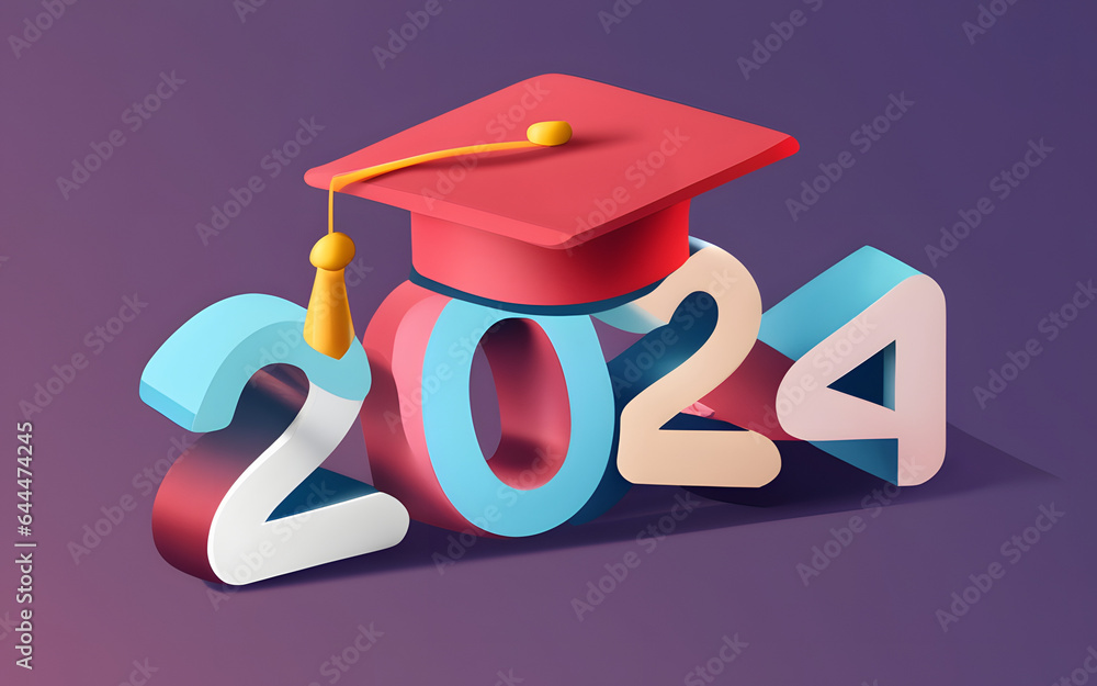 Class of 2024 with graduation cap for graduation education collage ...