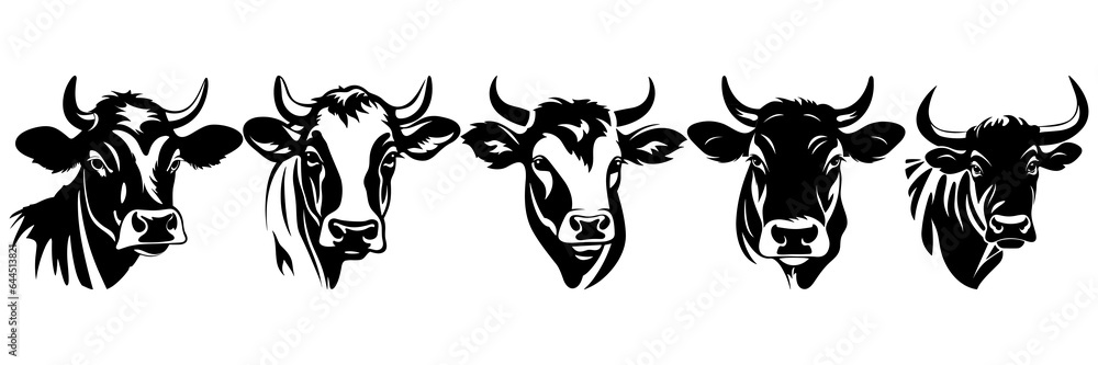 Cow silhouettes set, large pack of vector silhouette design, isolated ...