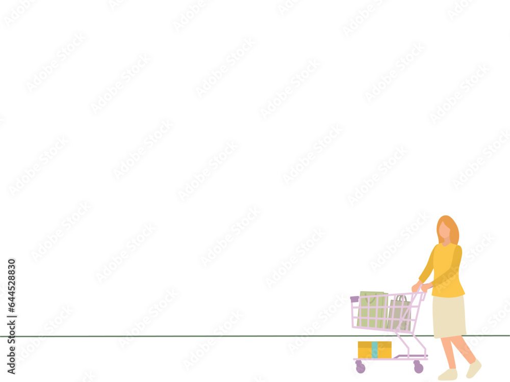 single parent shopping concept flat design vector illustration, one ...