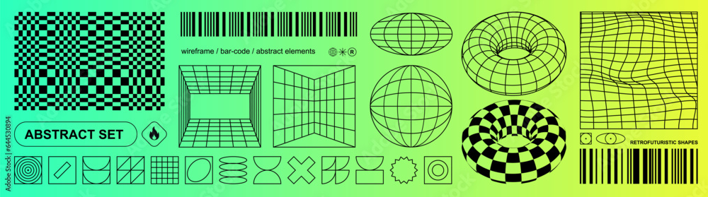 Image vectorielle Stock Elements for neo brutalism design. Wireframe ...