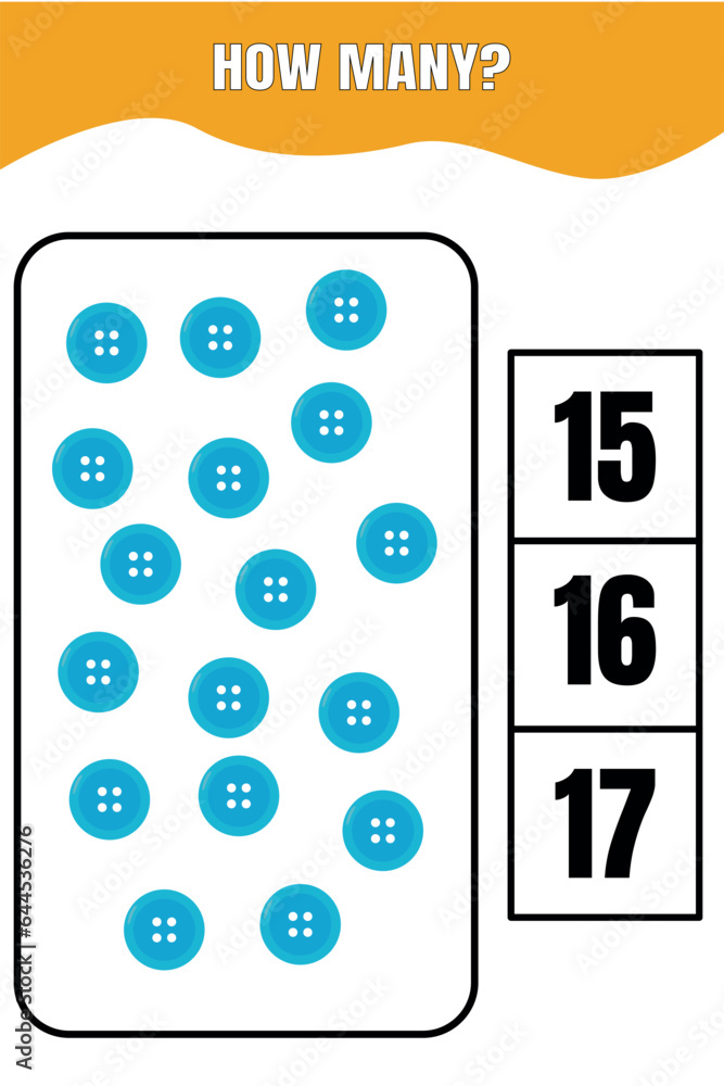 Vector de Stock How many button are there? Educational math game for ...