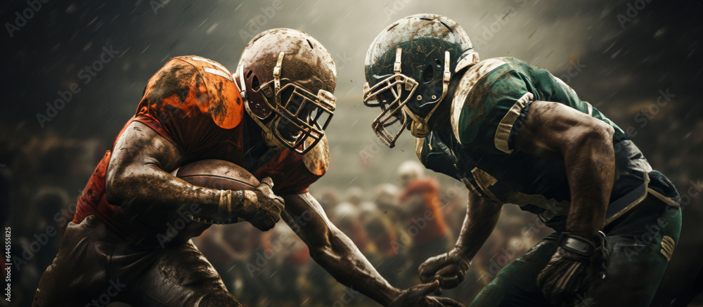 Exciting fight on the soccer field: American football style players in ...