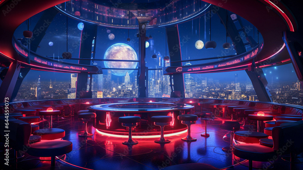 Futuristic Metropolitan Nightclub. Nightlife Under Neon. Night Club ...