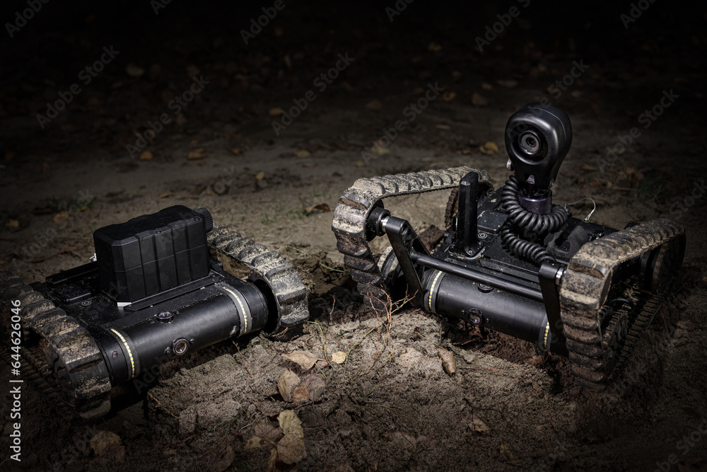 High-tech robot equipped with various payloads to detect and identify ...