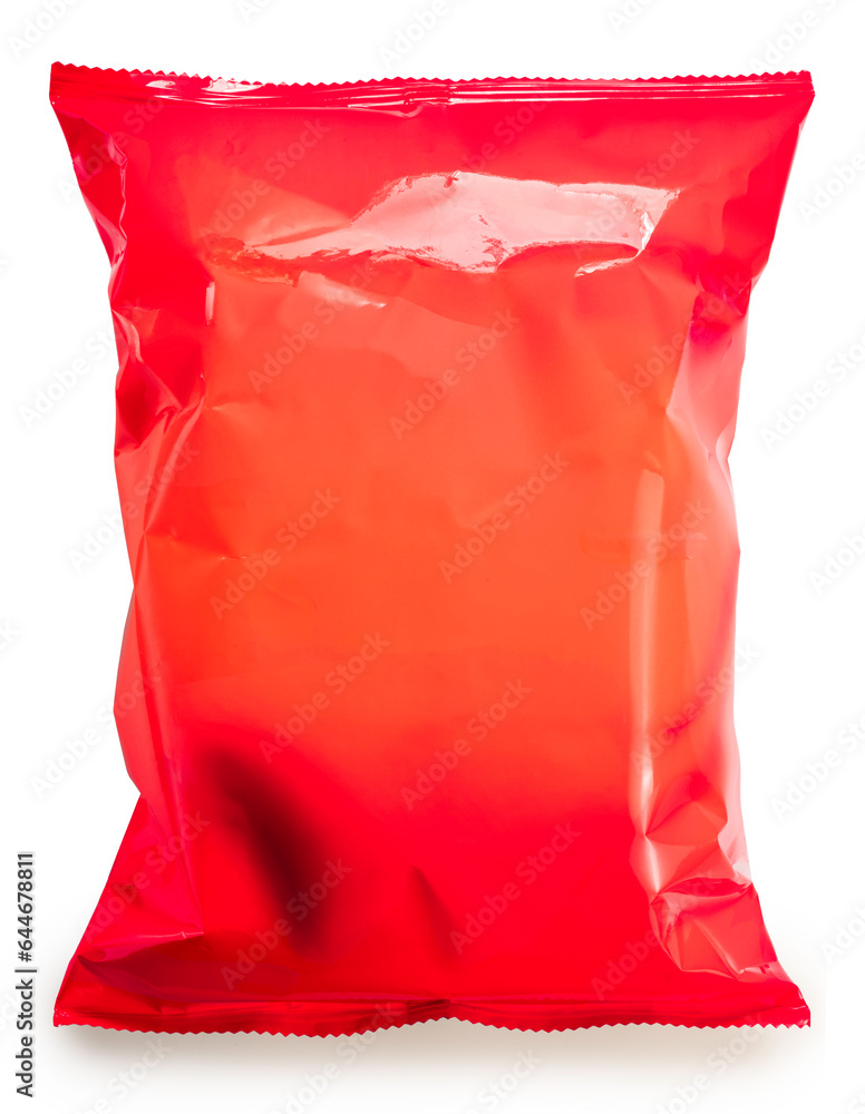 Foil and plastic snack bags mockup isolated on white background, Orange ...