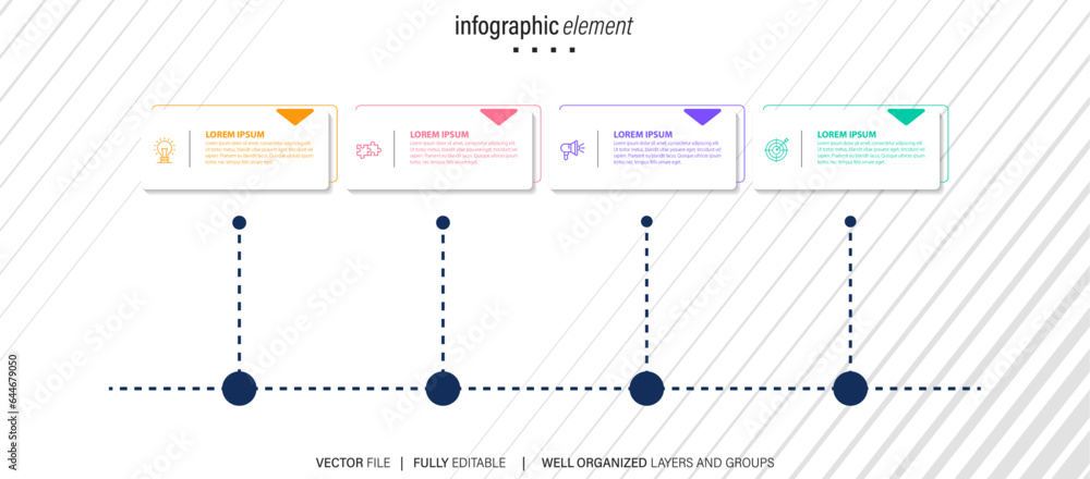 Vector infographics timeline design template with line boks label ...