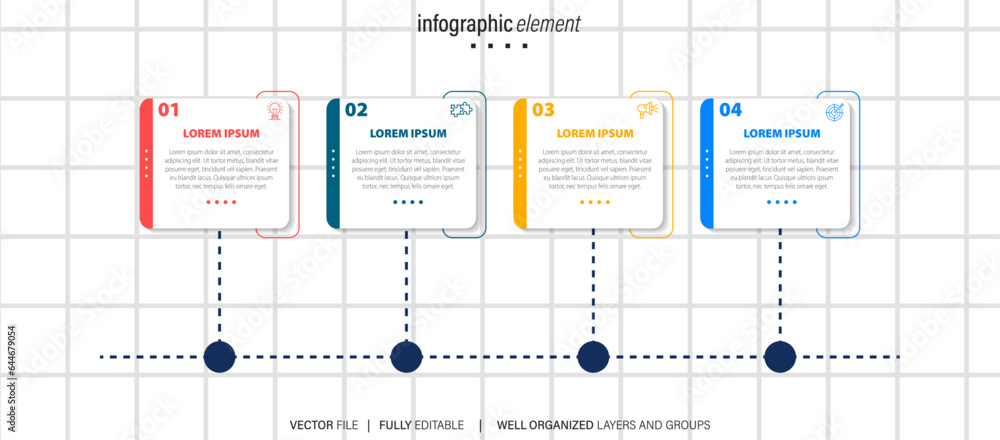 Line step infographic. 4 options workflow diagram, number infograph ...