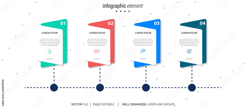 Line step infographic. 4 options workflow diagram, number infograph ...