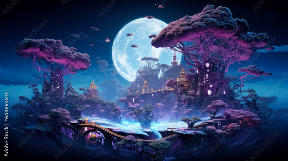 Aerial game arena battleground concept art. Cherry blossoms, columns ...