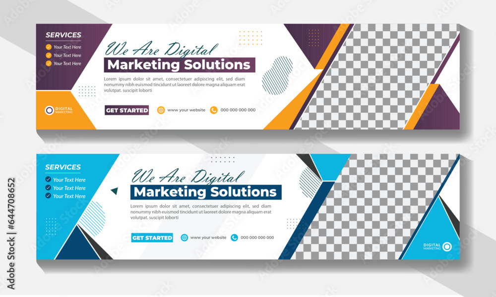 Corporate business linkedin banner design with geometric shapes. Banner ...