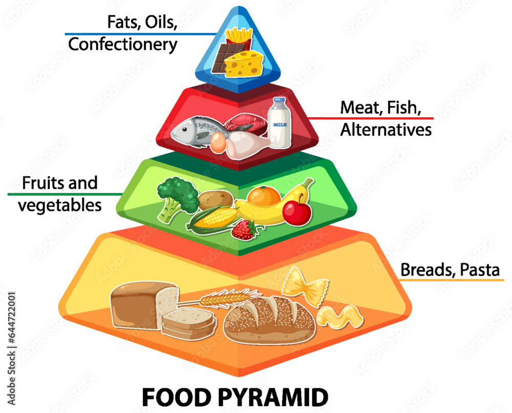 Vector de Stock Cartoon Food Pyramid Infographic: A Visual Guide to ...