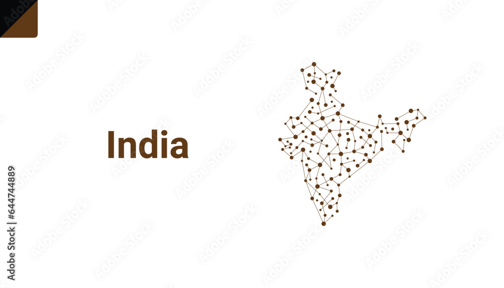 Map of India (Bharat) made from points and lines on a white background ...