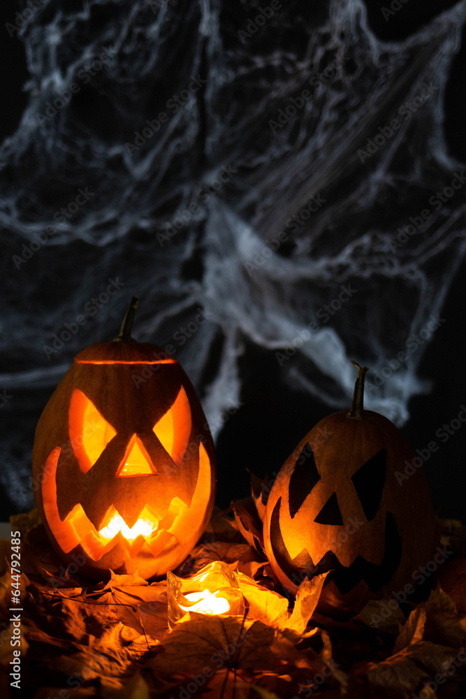 Halloween's holiday attributes. Lantern carved from pumpkin known as ...