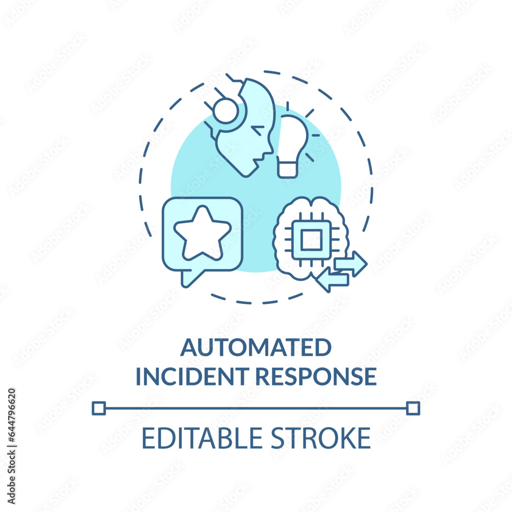 2D editable automated incident response icon representing AI ops, isolated vector, blue thin ...