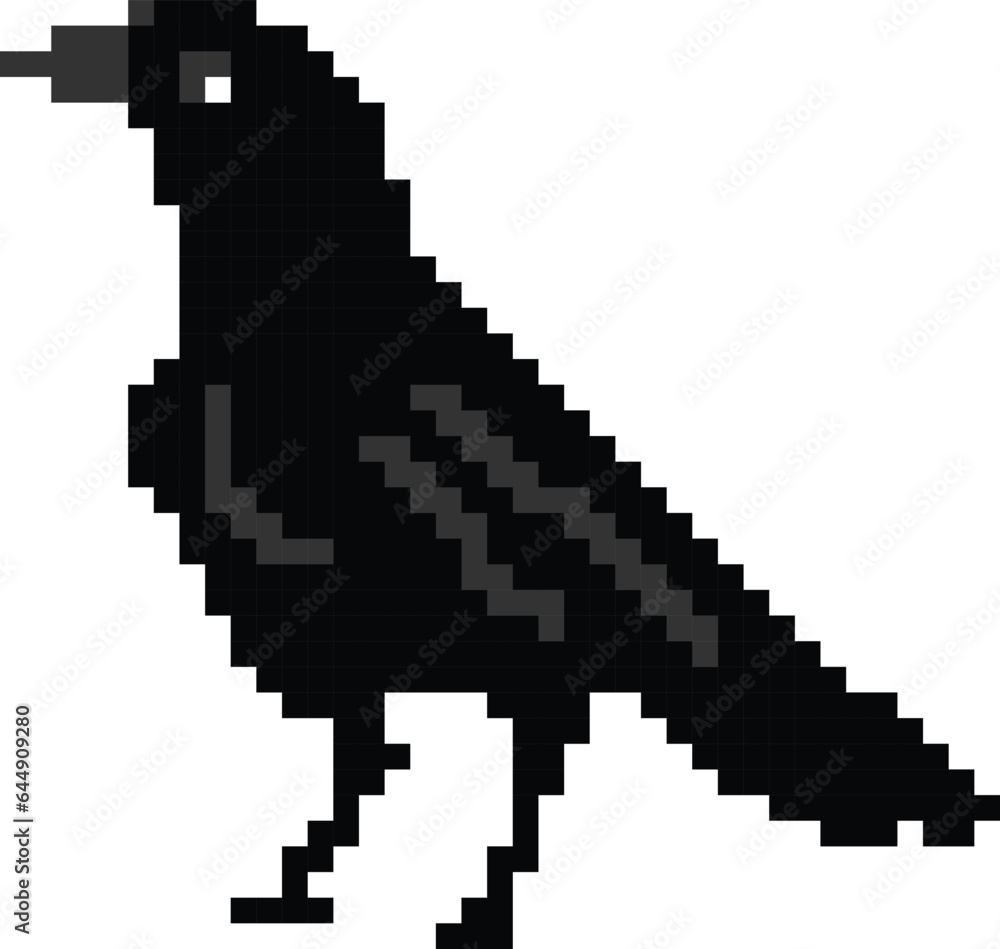 Black Crow Pixel art vector image Stock Vector | Adobe Stock