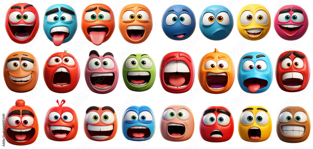 Emoticon icon set collection with different reactions. Transparent ...
