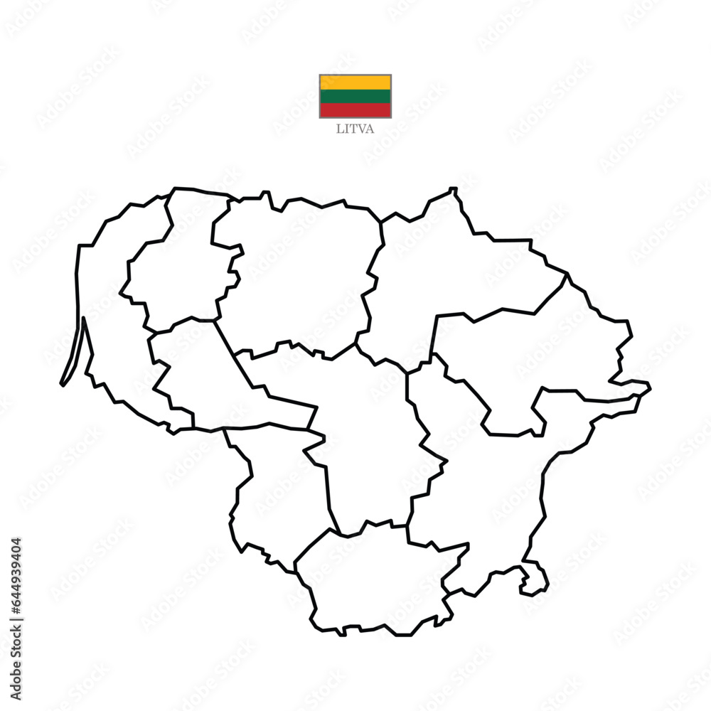 Litva political map with counties and borders. Outline Litva map with ...