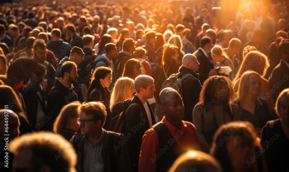 Large crowd of people commuting to work in the morning Stock Photo ...