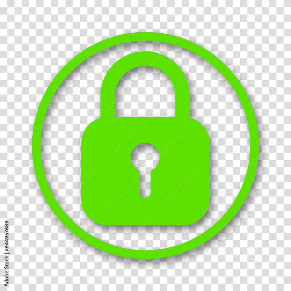 Green lock padlock sign icon. Vector clipart illustration on a ...