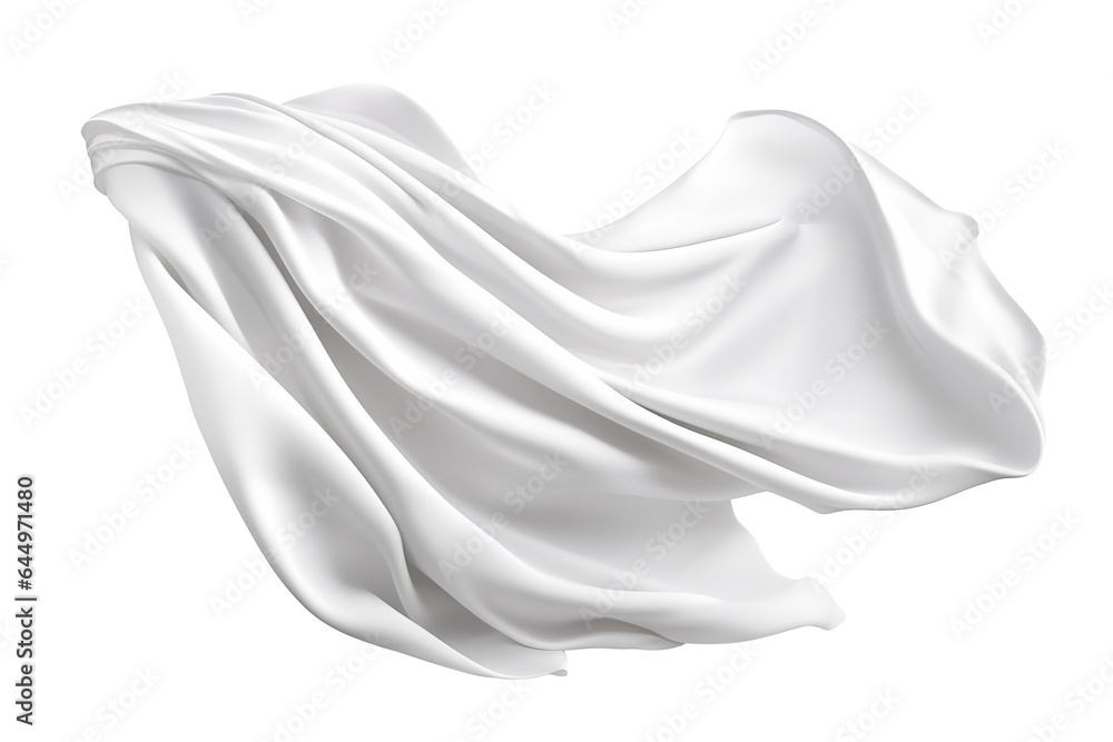 Flying white silk fabric. Cutout on transparent background Stock ...