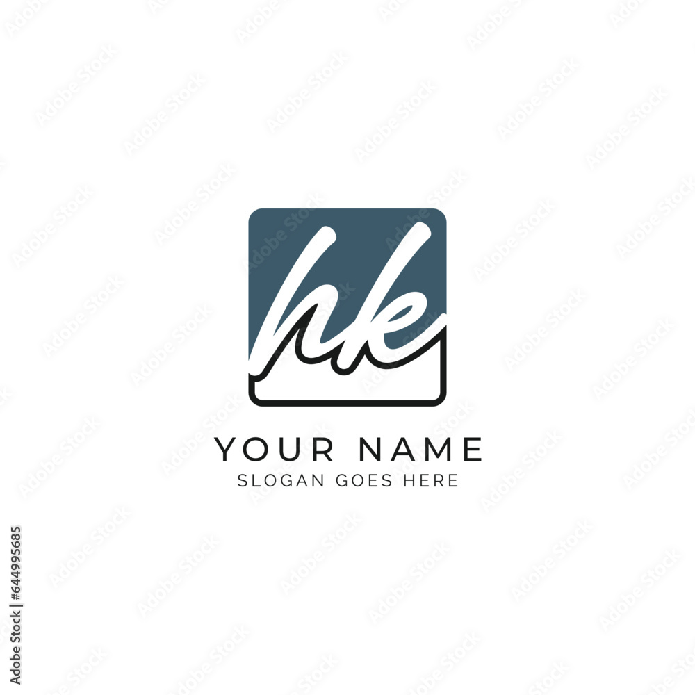 H, K, HK Initial letter handwritten and signature vector image template ...