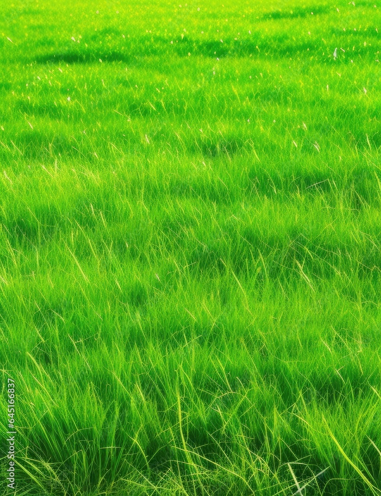 Green rice field background texture. 3D realistic lawn grass wallpaper ...