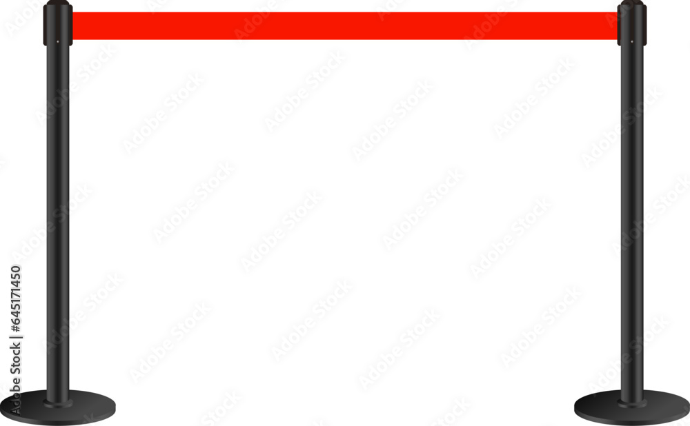 Realistic retractable belt stanchion. Crowd control barrier posts with ...