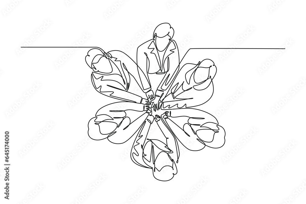 Single one line drawing top view businessmen and business woman ...