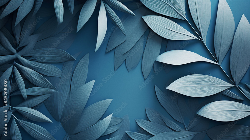 overlapping leaves of tropical plants, with a papercraft texture, using ...