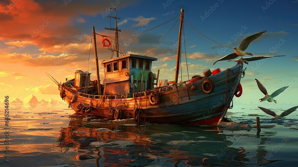 Fishing boat is armed with advanced fish-finding technology, enabling ...